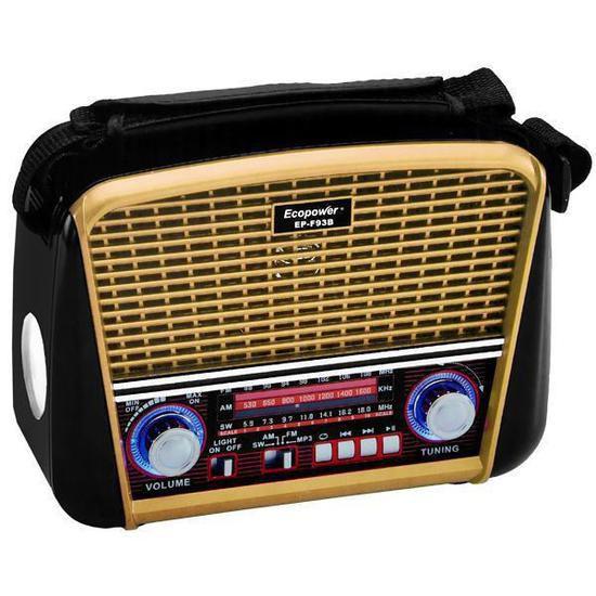 Radio Retro Recarregável BT/USB/ SD/ EP-F93B Bivolt Dourado - Ecopower ...