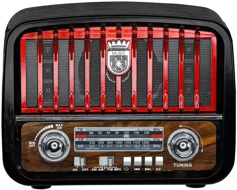 Radio Retro Vintage BT/ AM/ FM/ USB/ SD/ Bivolt Vermelho - Ecopower ...