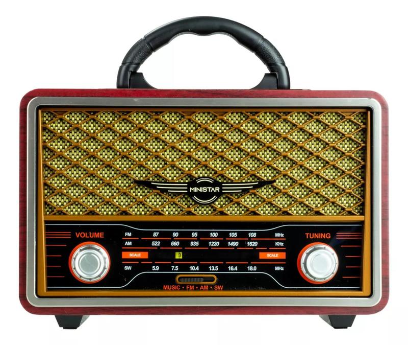 Radio Vintage Retro Bluetooth Bateria Am Fm Sw Usb Madeira - ministar ...