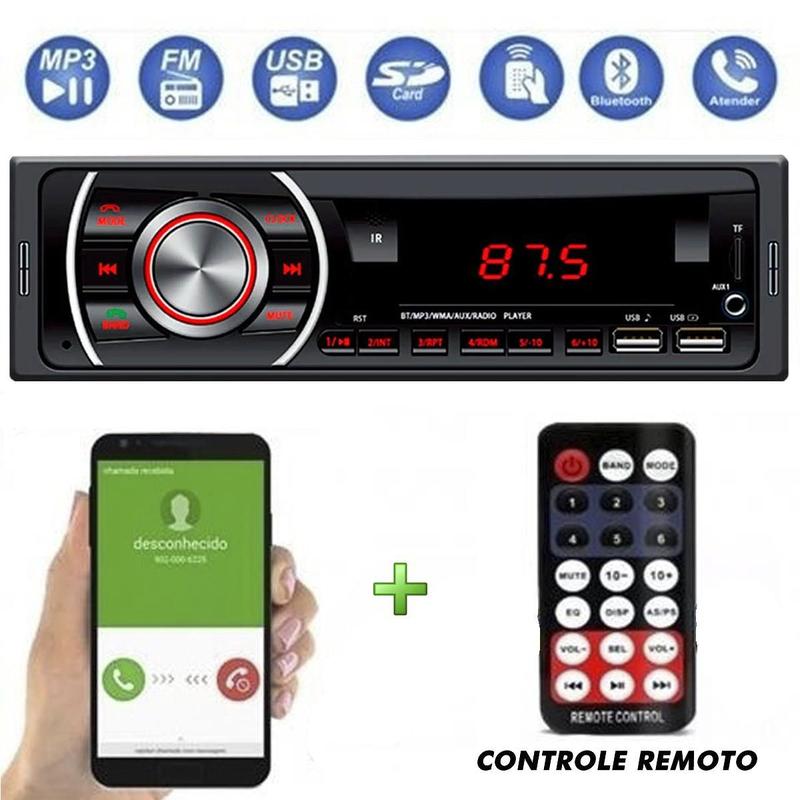 Radios Para Carros Bluetooth Aparelho Mp3 Player Espelhamento Chamadas ...