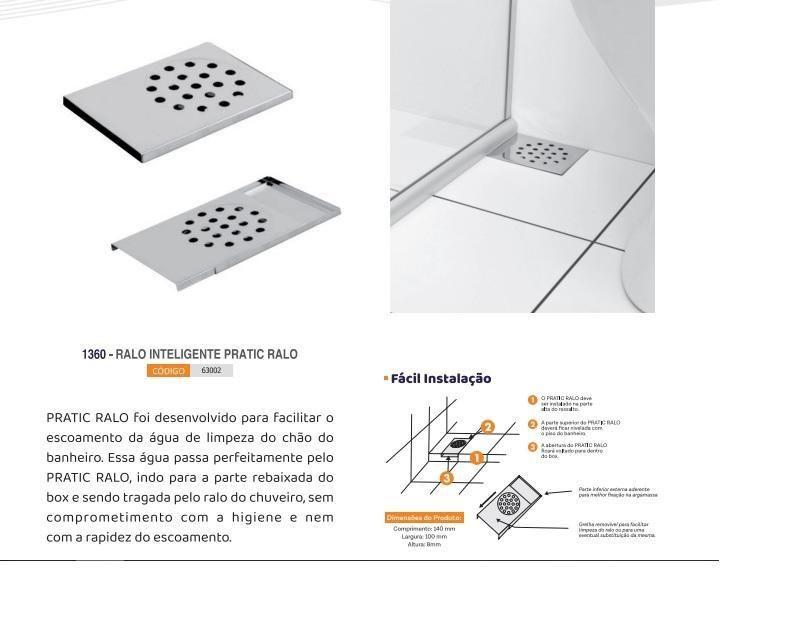 Ralo Inteligente Pratic Para Box De Banheiro Em Inox - Hc Metais - Ralo ...