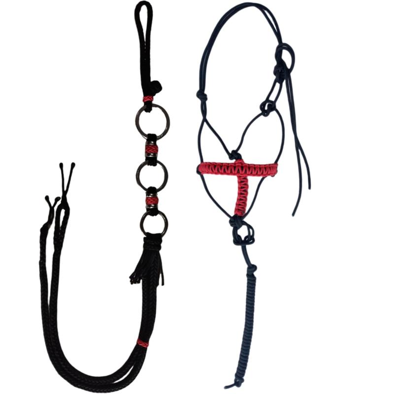 Rebengue Chicote 3 Argolas + Cabresto Artesanal Trançado Na Testeira ...