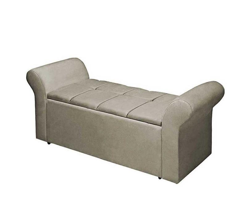 Recamier Baú Queen 158Cm Poliana Suede Veludo Bege - Click Arapongas ...