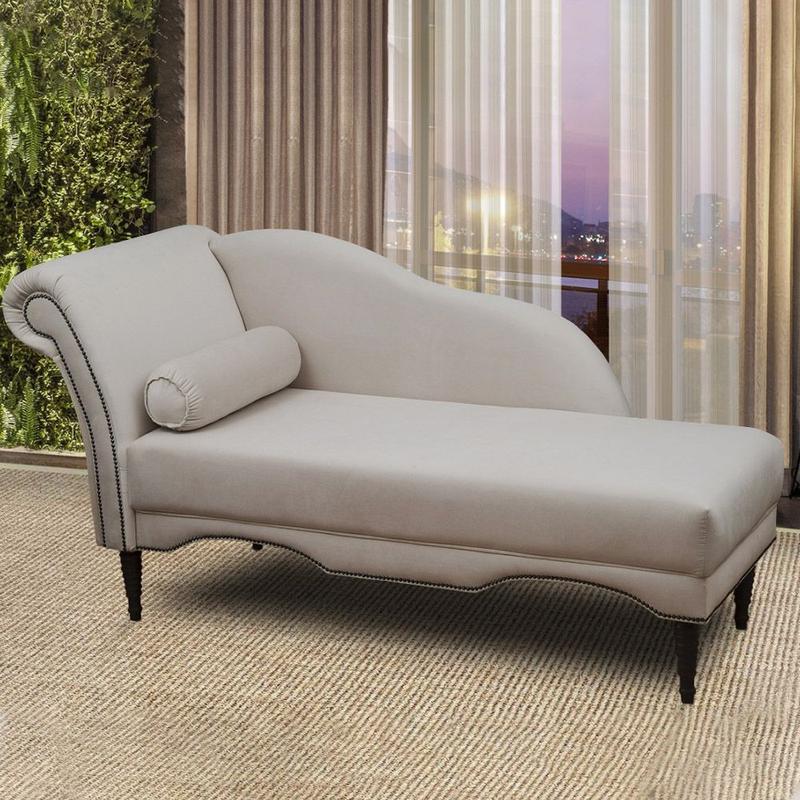 Recamier Chaise Longue Divã Copenhagen Veludo Bege Marfim 160 cm- VS ...