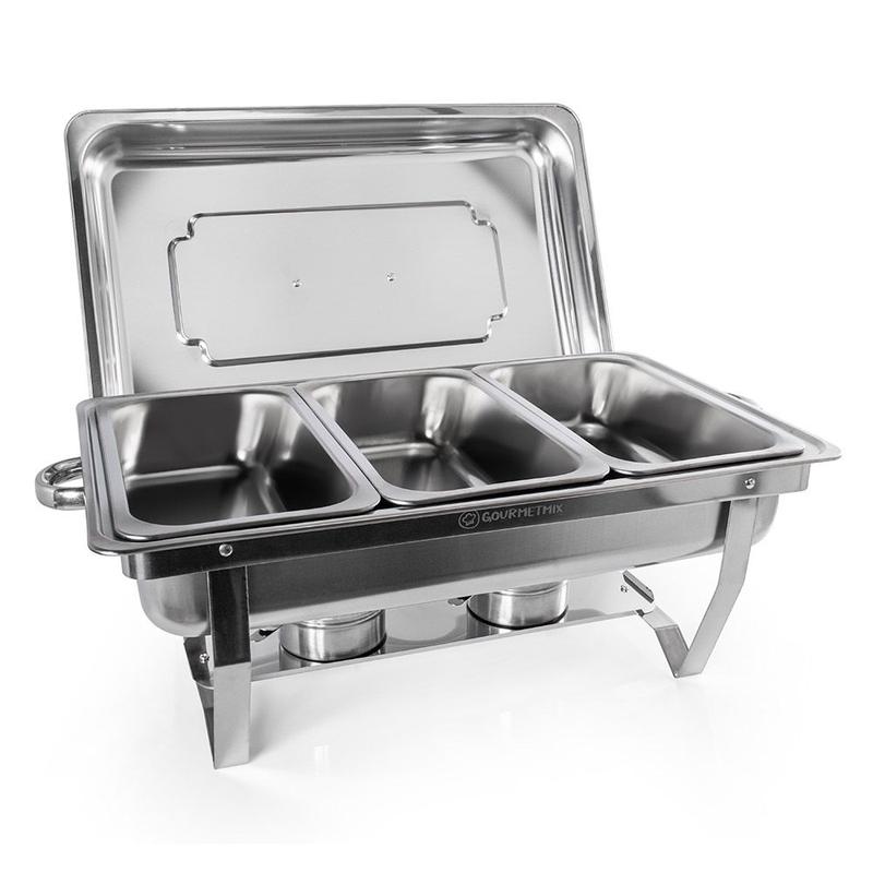 Rechaud aço inox retangular 3 cubas gourmet mix - Rechaud - Magazine Luiza