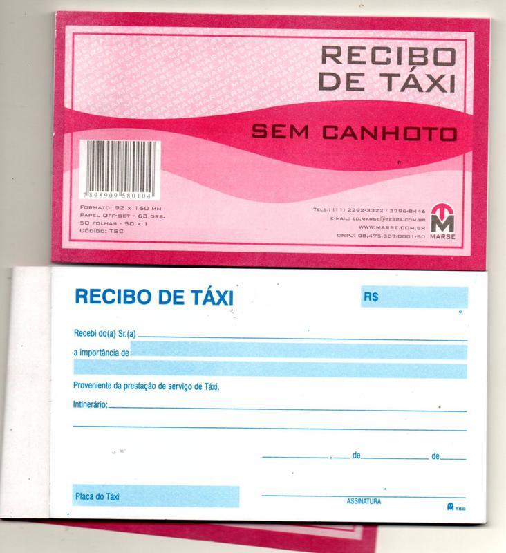 Recibo de Taxi sem canhoto - MARSE- 50 fls - Recibo - Magazine Luiza