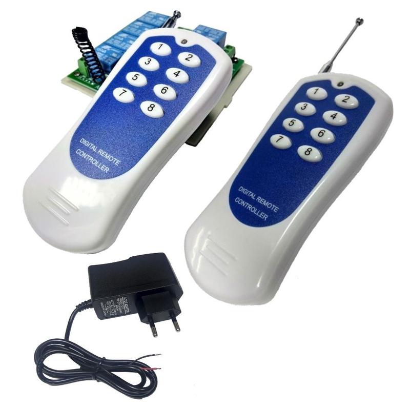 Recptor 8 Canais Interruptor Sem Fio 200m + 1 Controle Extra + Fonte - Easytronics - Campainha ...
