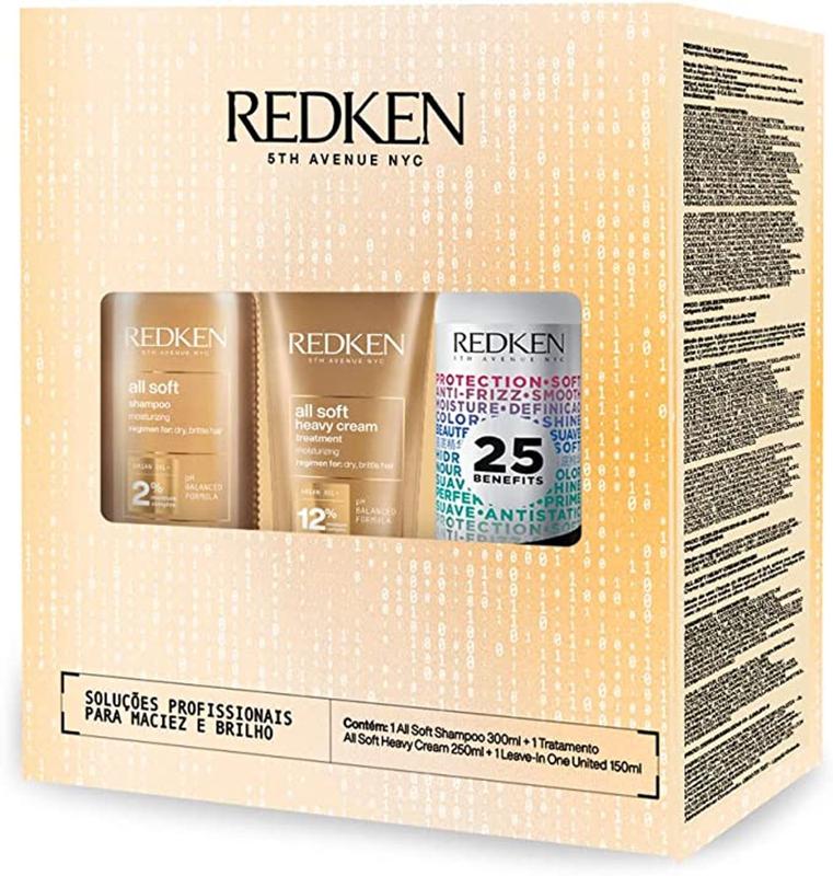 Redken All Soft Sh 300ml + Masc 250ml + One United 150ml - Kit de ...
