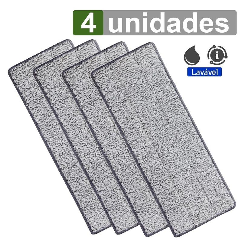 Refil Para Mop Kit com 4 Unidades Lavável Limpa E Seca - Clink - Refil ...