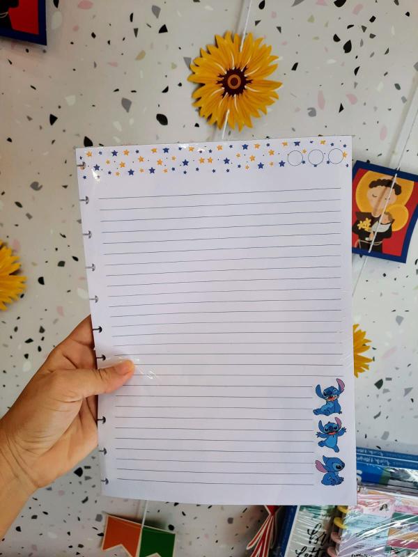 Refil Pautado para Caderno de Disco Stitch (NOVA COLEÇÃO) 90g - 50f ...