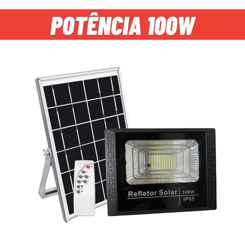 Refletor energia solar 100w holofote led iluminação área externa ...