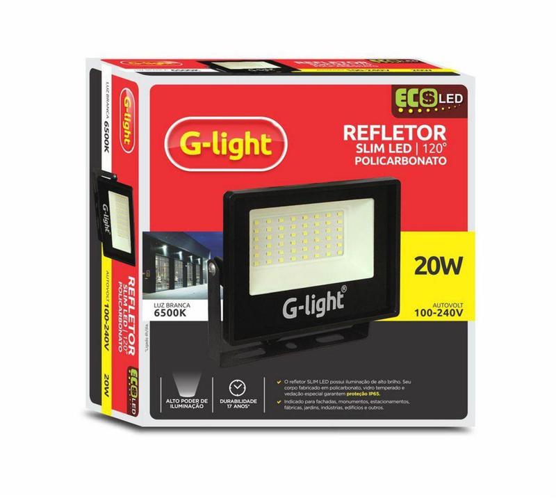Refletor G-light Slim ECOLED 4GEN 20W 6500K AUTOVOLT - Refletor ...