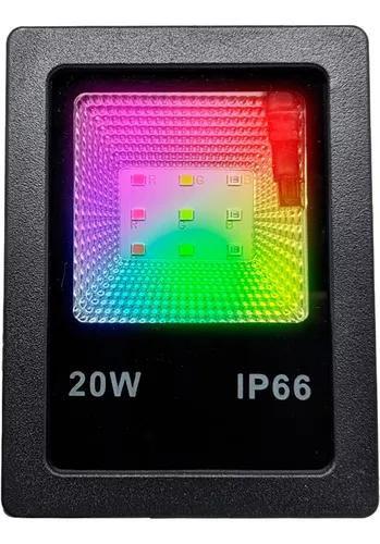 Refletor Holofote Led Rgb Multicolorido C/ Controle 20w Ip66 Bivolt ...