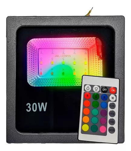 Refletor Holofote Led Rgb Multicolorido C/ Controle 30w Ip66 Bivolt Quintal Jardim - MGC ...