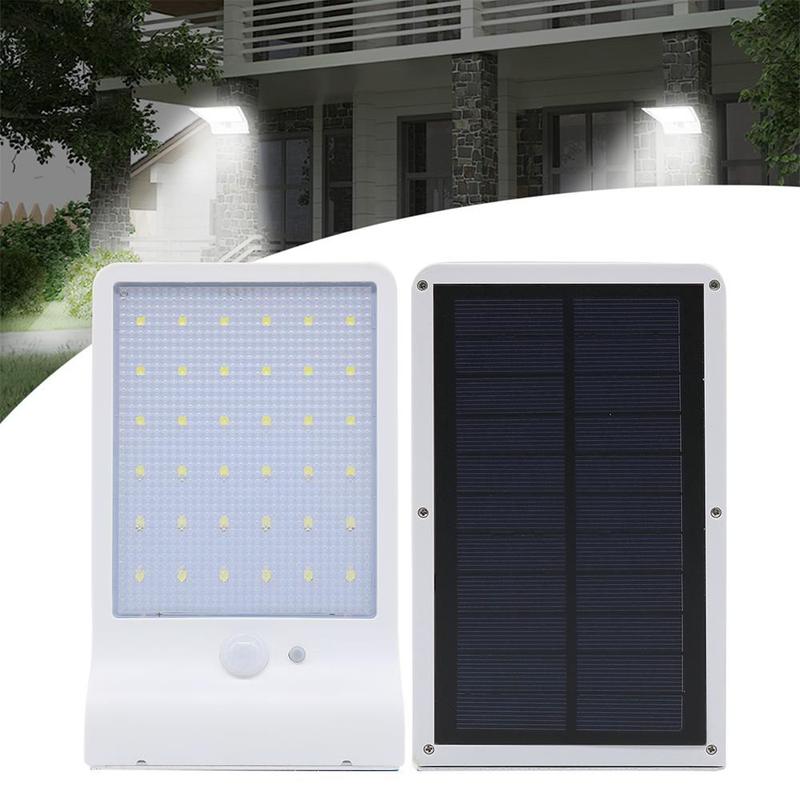 Refletor Solar Parede 36 Leds Potente Sensor Luz Frio - Capa Branca ...