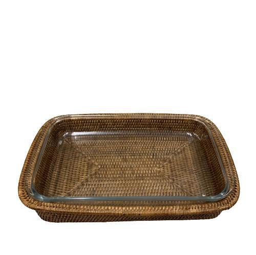 Refratário Retangular Com Suporte Em Rattan Coleção Maya 30 Cm ...