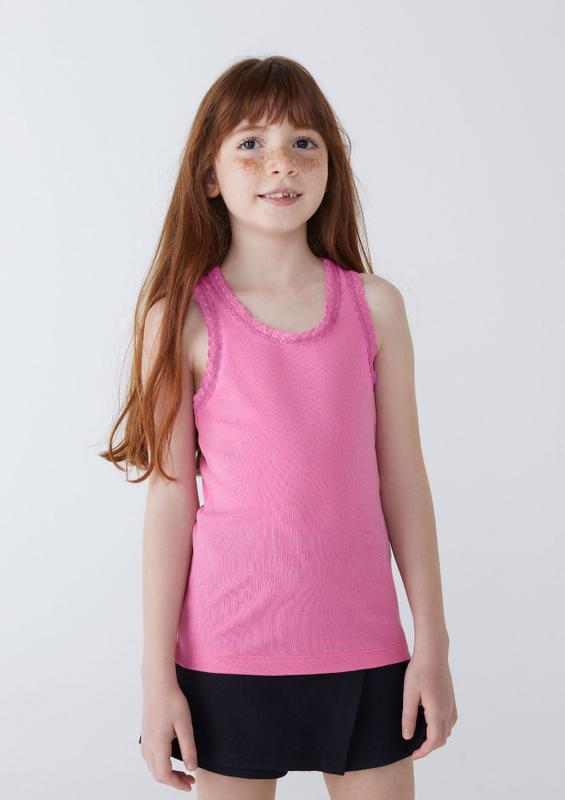 Regata Básica Infantil Menina Em Ribana Com Renda Tam 1 A 16 - Hering Kids - Regata Infantil ...