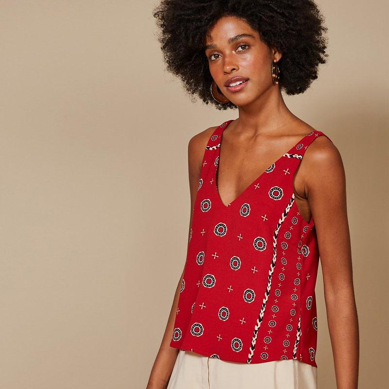 Regata Maria Filó Decote V Lenço Porto Feminina - Regata Feminina ...