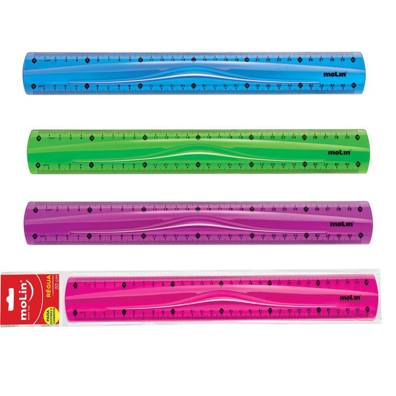 Regua Colors 30 cm Para Destros e Canhotos Molin - Régua Escolar ...