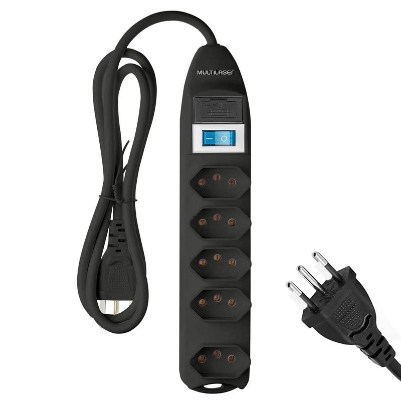 Régua Extensora Bivolt Com 5 Tomadas Extensão - Multilaser - Extensão Elétrica - Magazine Luiza