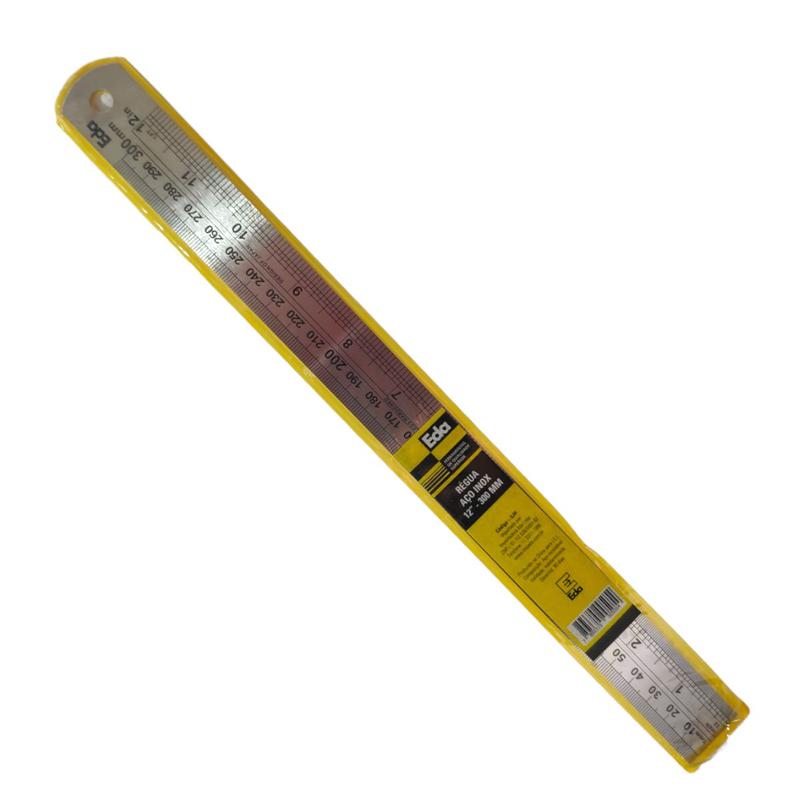 Régua Graduada Em Metal 30cm Aço Inox 300mm 12 Polegadas Eda - Material ...