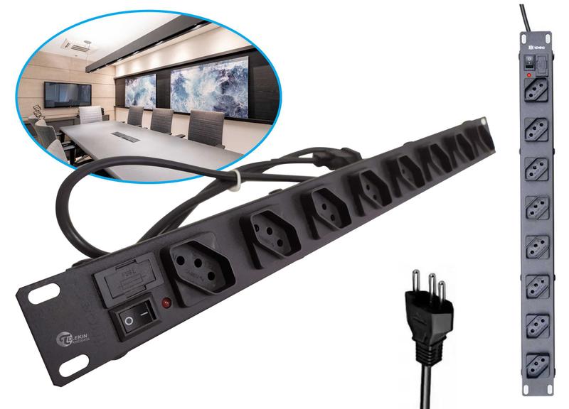 Régua Protetor Filtro De Linha Rack 19'' 1u 8 Tomadas 10A Bivolt - IPEC ...