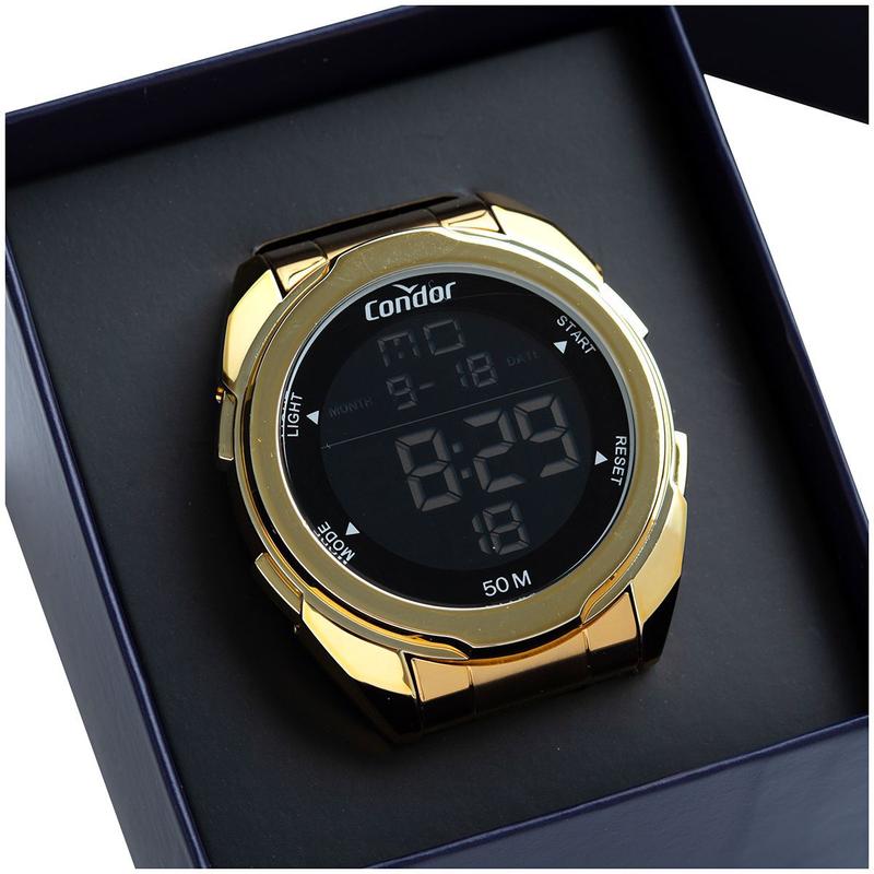Relógio condor masculino digital dourado cobjk006ab/7d - Relógio ...