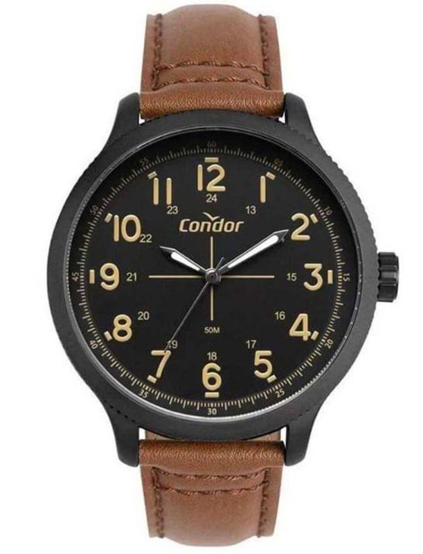 Relógio CONDOR masculino preto couro marrom COPC21JGR/3M - Relógio ...
