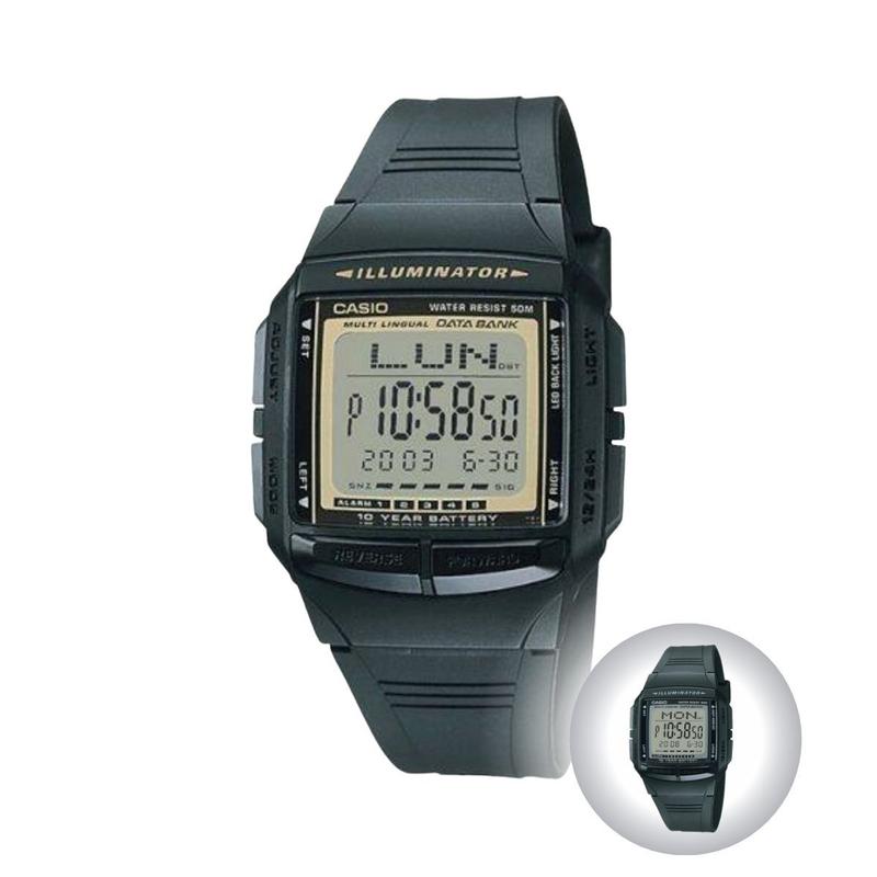 Relógio de Pulso Casio Masculino Digital Preto Data Bank Prova Dágua 5 Alarmes DB-36 - Casio ...