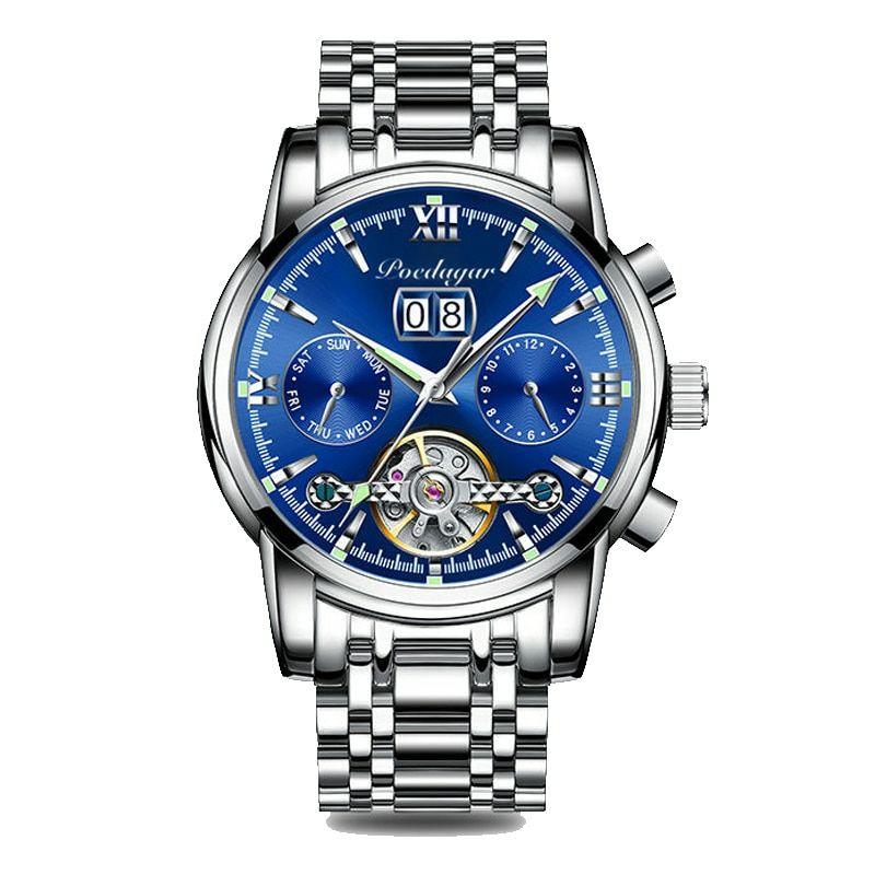 Relógio de Pulso Masculino POEDAGAR 805 Automático Pulseira de Couro ...