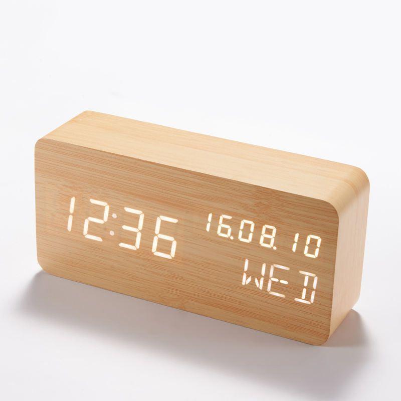 Relógio Digital Madeira 12/24h Alarme Temperatura Calendário - Luatek ...