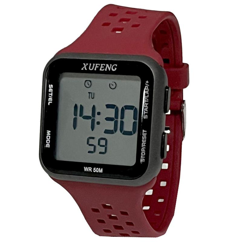 Relógio Esportivo Quadrado Masculino Digital Resistente Água Academia ...