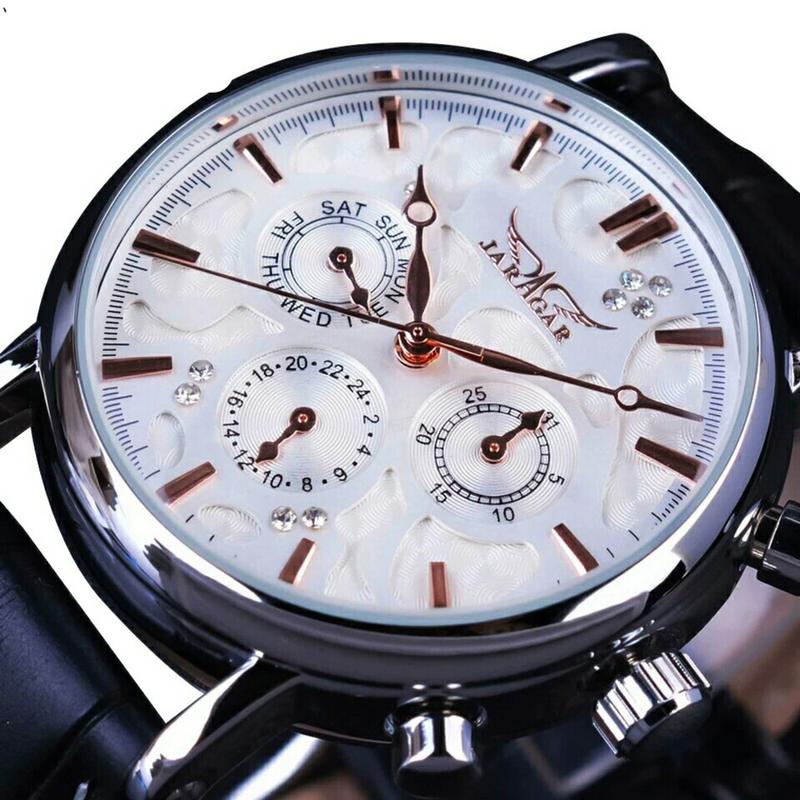 Relogio feminino Automatico E Corda analogico casual Jaragar calendario ...