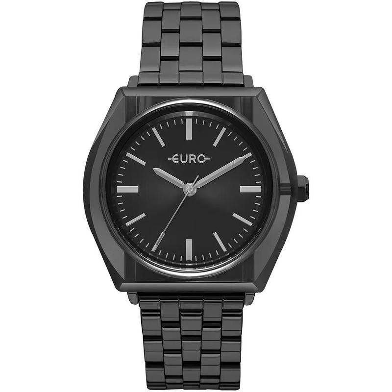 Relogio Feminino Preto Euro Caixa Transparente Preta Fashion - Relógio ...
