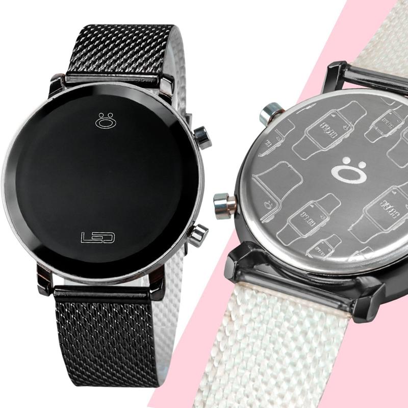 Relogio femino digital ajustavel preto casual + caixa luxo - Orizom ...