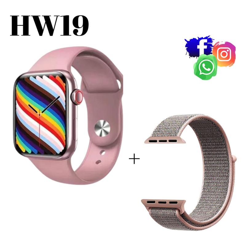 Relogio Inteligente Smartwatch HW19 44mm C/2 Pulseiras Android iOS ...