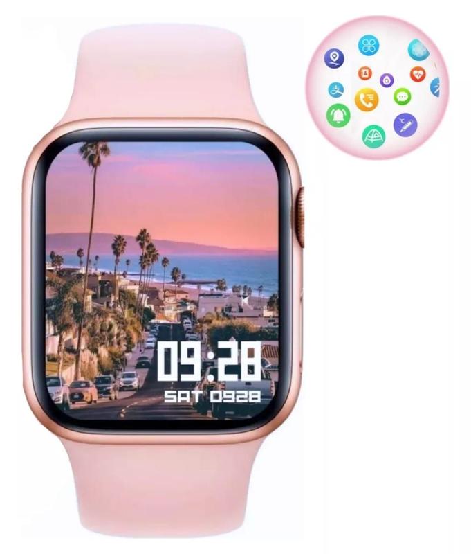 Relógio Inteligente Smartwatch HW57 Pro Série 7 Original Assistente de Voz Película 3D Rosa ...