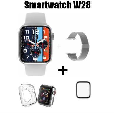 Relogio Inteligente Smartwatch W28 Pro Série 8 Branco + Acessorios ...