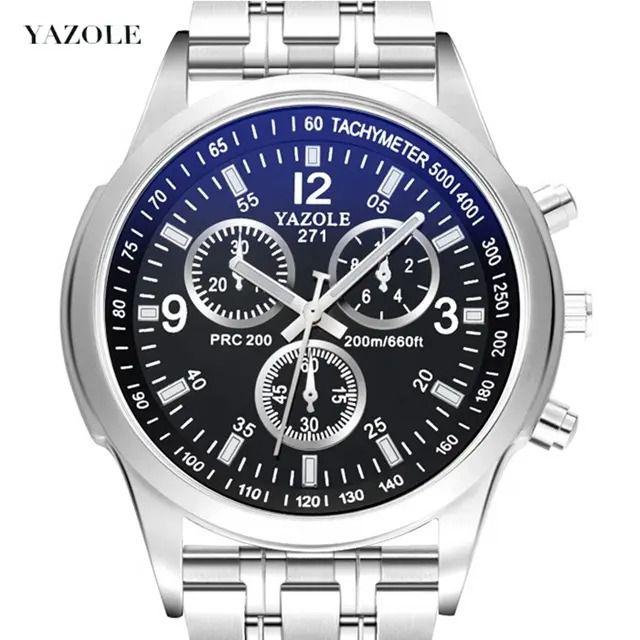 Relógio Masculino Yazole 271 Aço Inox Fundo Azulado - Relógio Masculino ...