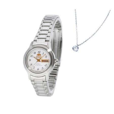 Relogio Orient Feminino Pequeno Automatico Aço Calendario + colar ...