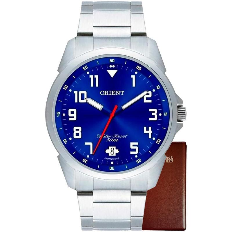 Relógio Orient Masculino Prata Fundo Azul Mbss1154a D2sx - Relógio ...