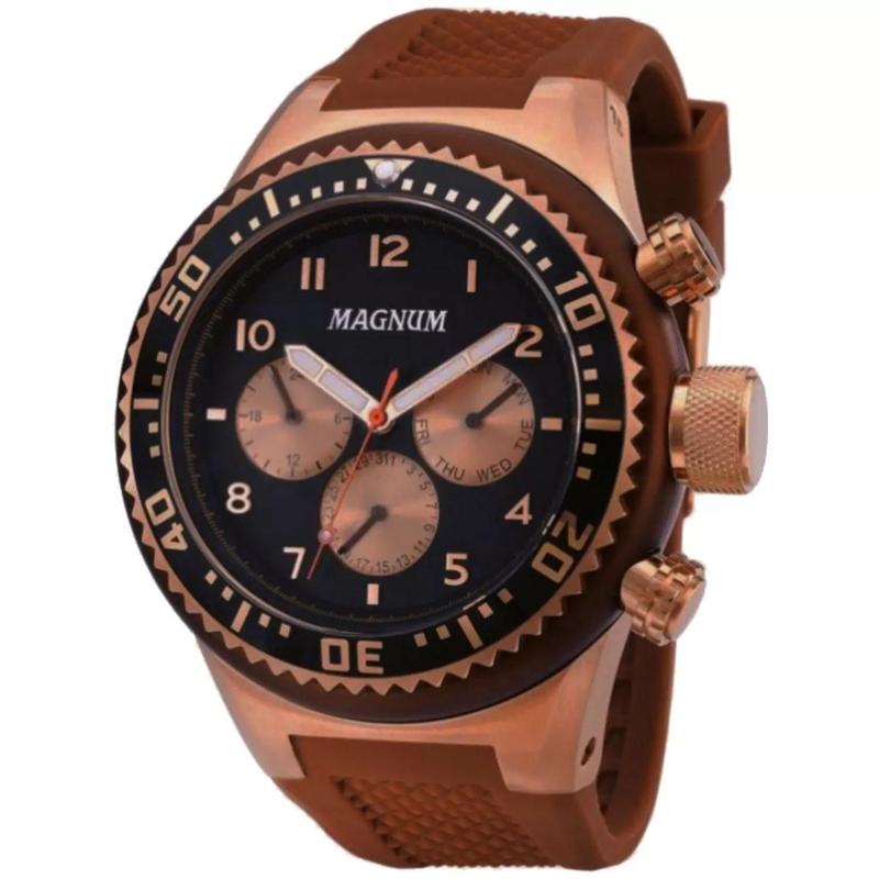 Relógio original grande magnum masculino analógico marrom MA34012R ...