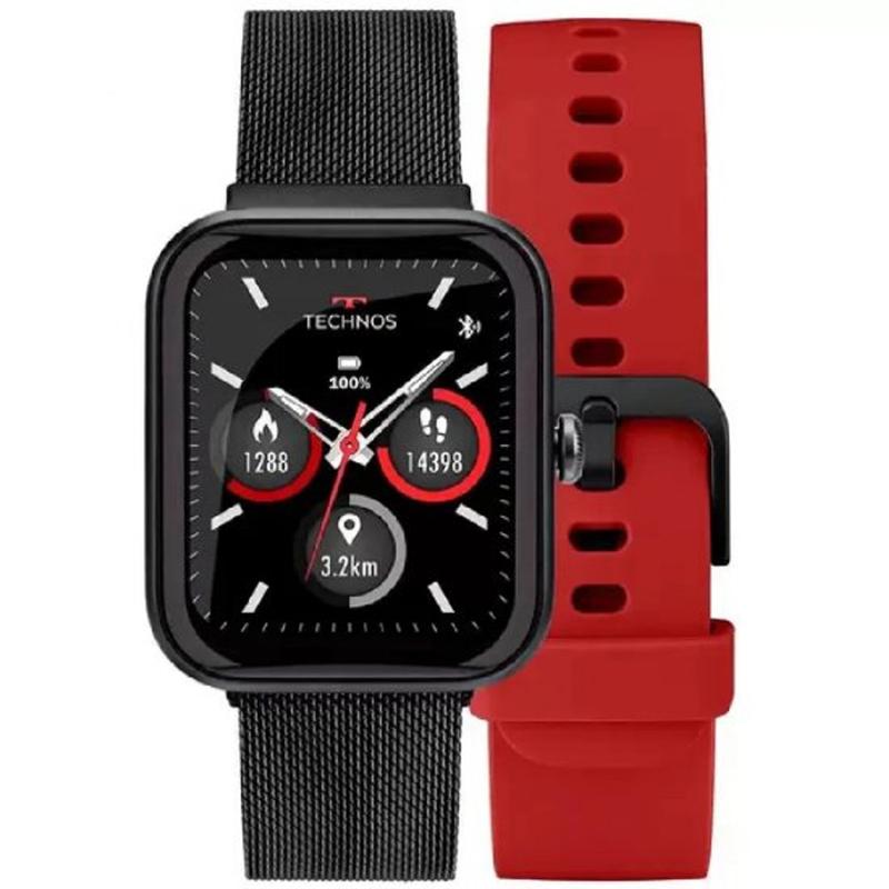 RELÓGIO ORIGINAL Smartwatch Technos Connect MAX Preto e Vermelho ...