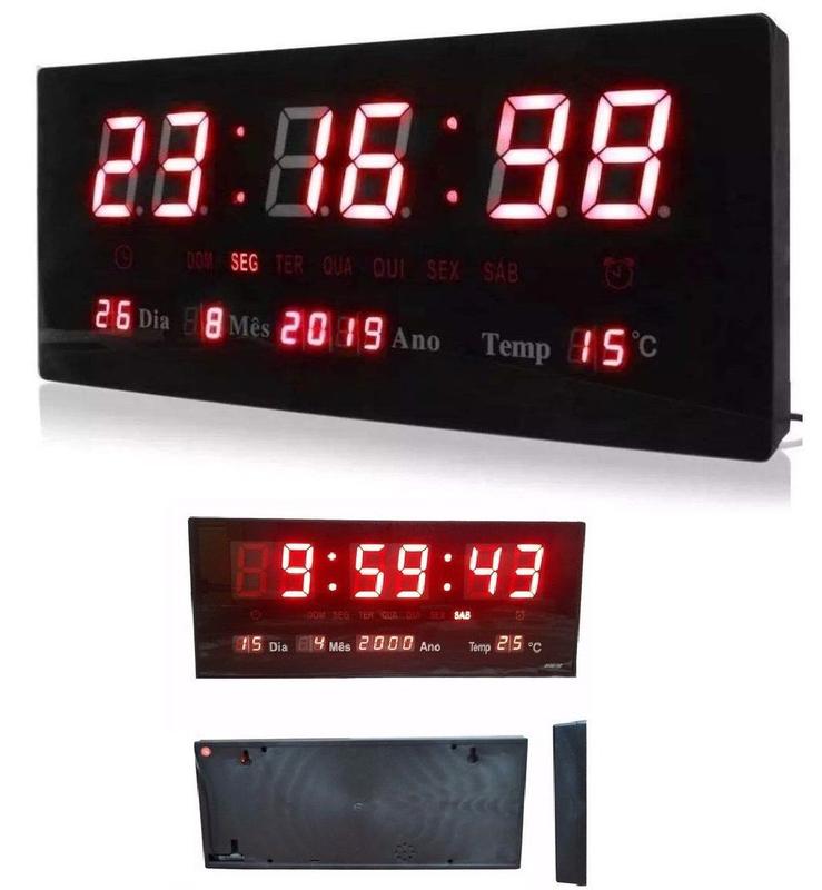 Relógio Painel Digital com Data e Hora Certa Grande - Compre Já Fácil ...