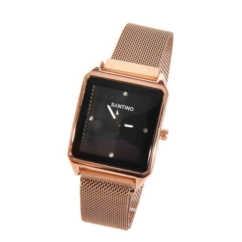 Relógio Quartz Santino feminino quadrado analógico caixa aço - Relógio ...