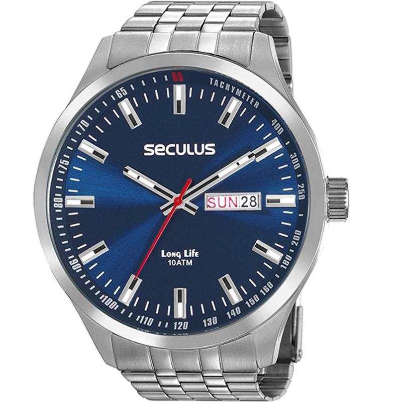 Relógio Seculus Masculino Prata Long Life 20798G0SVNA1 Analógico 10 Atm ...