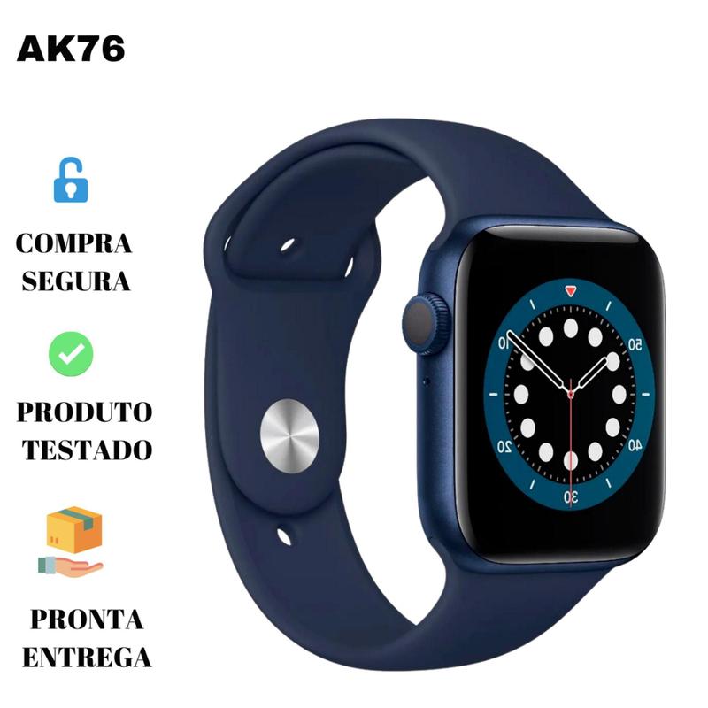 Relogio Smartwatch AK76 Troca Imagem da Tela 44mm Saude Android iOS ...