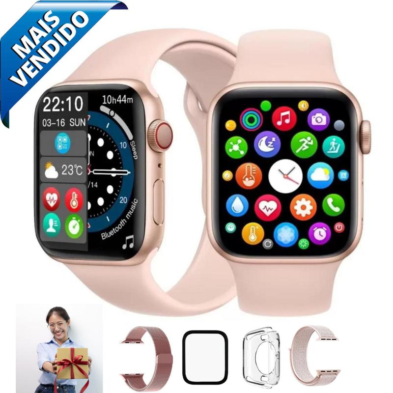 Relogio Smartwatch Feminino Mulheres W37 Pro Rose - 3 Pulseiras ...