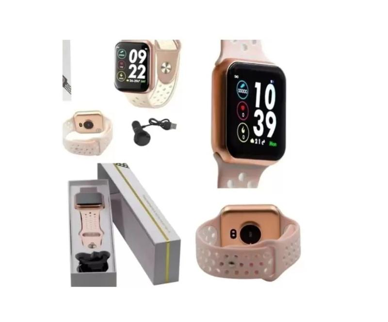 Relogio Smartwatch Inteligente F8 42mm Android iOS - Rosa/Branco ...