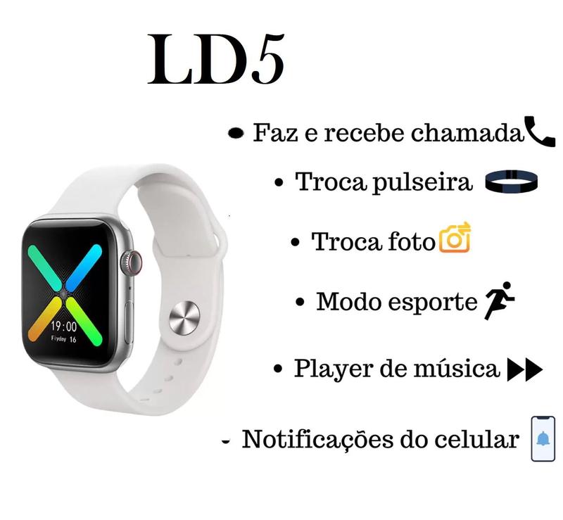Relogio Smartwatch Inteligente Ld5 44mm Android iOS Masculino Feminino ...